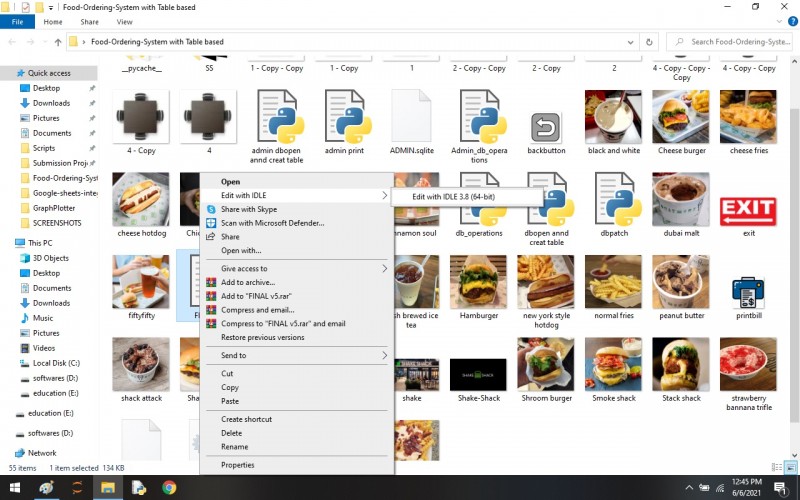 Python Program To Food Ordering System With Table Based Using Python Tkinter Kashipara