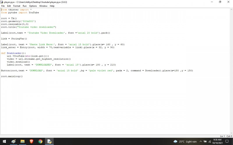 Python Program To Basic Simple Youtube Using Python Tkinter Kashipara
